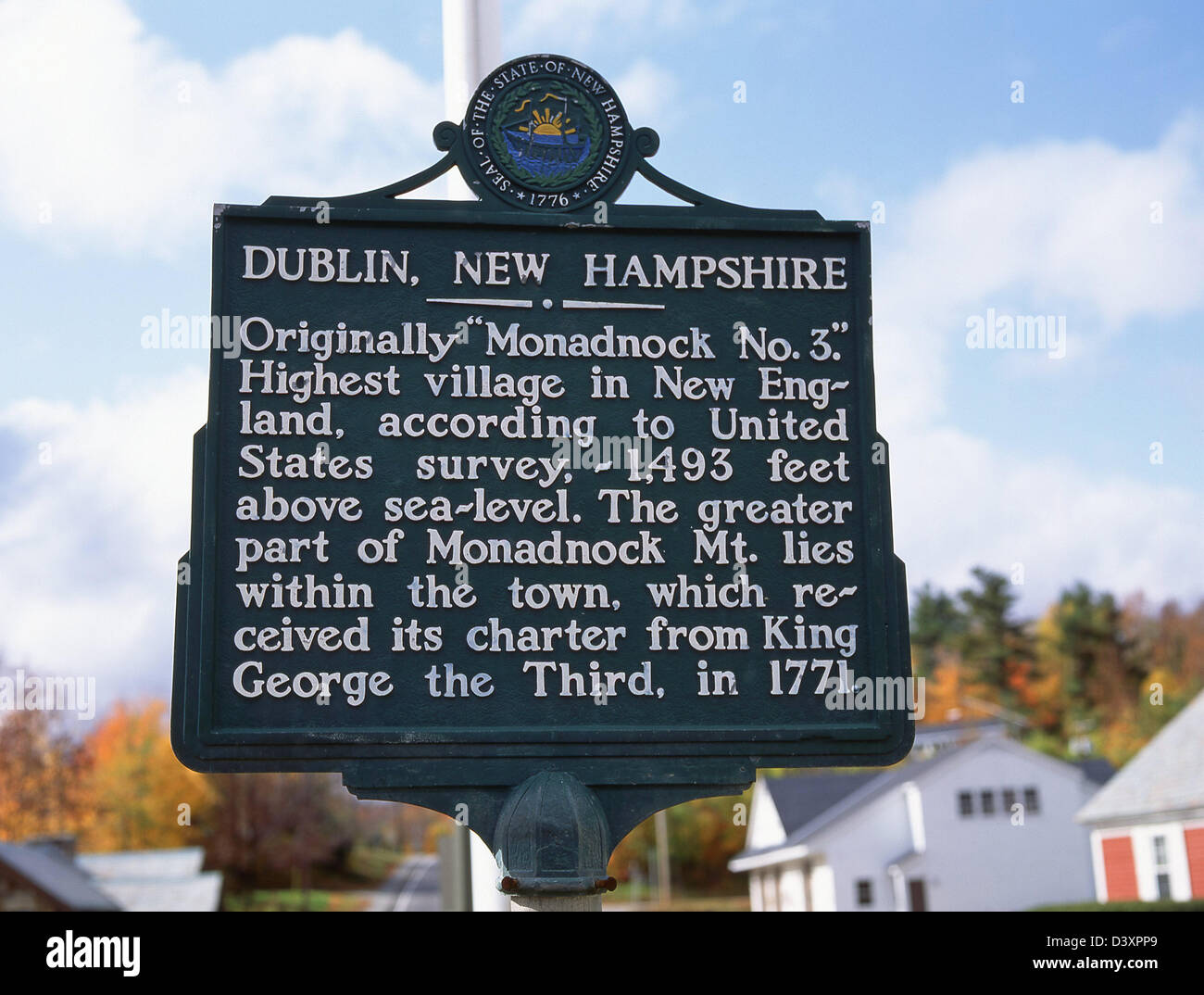 Historic village sign, Dublin, New Hampshire, United States of America ...
