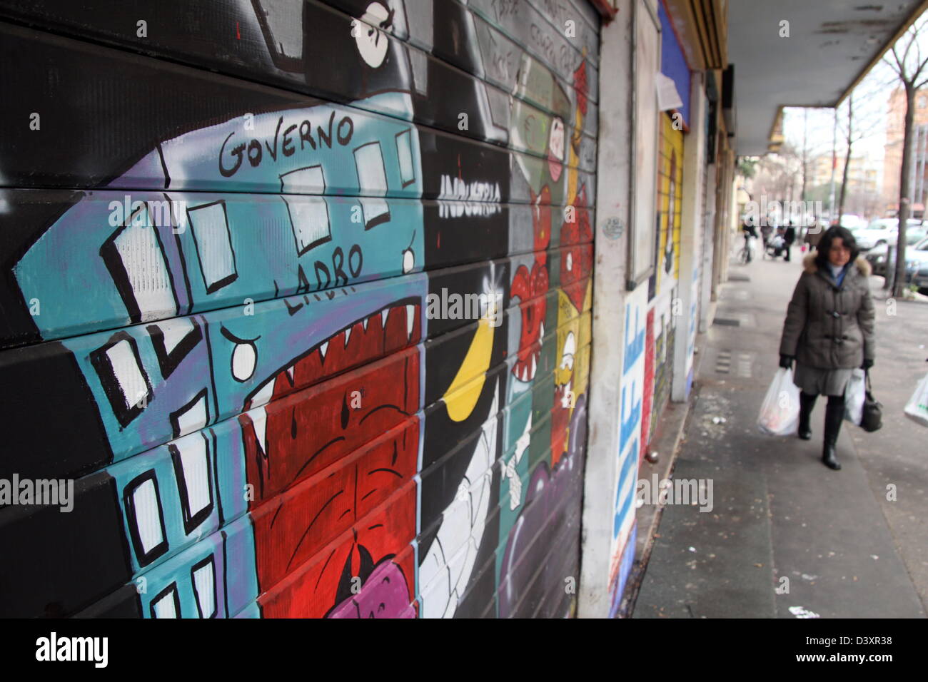 Rome, Italy. 26th February 2013. anti government protest graffiti ...