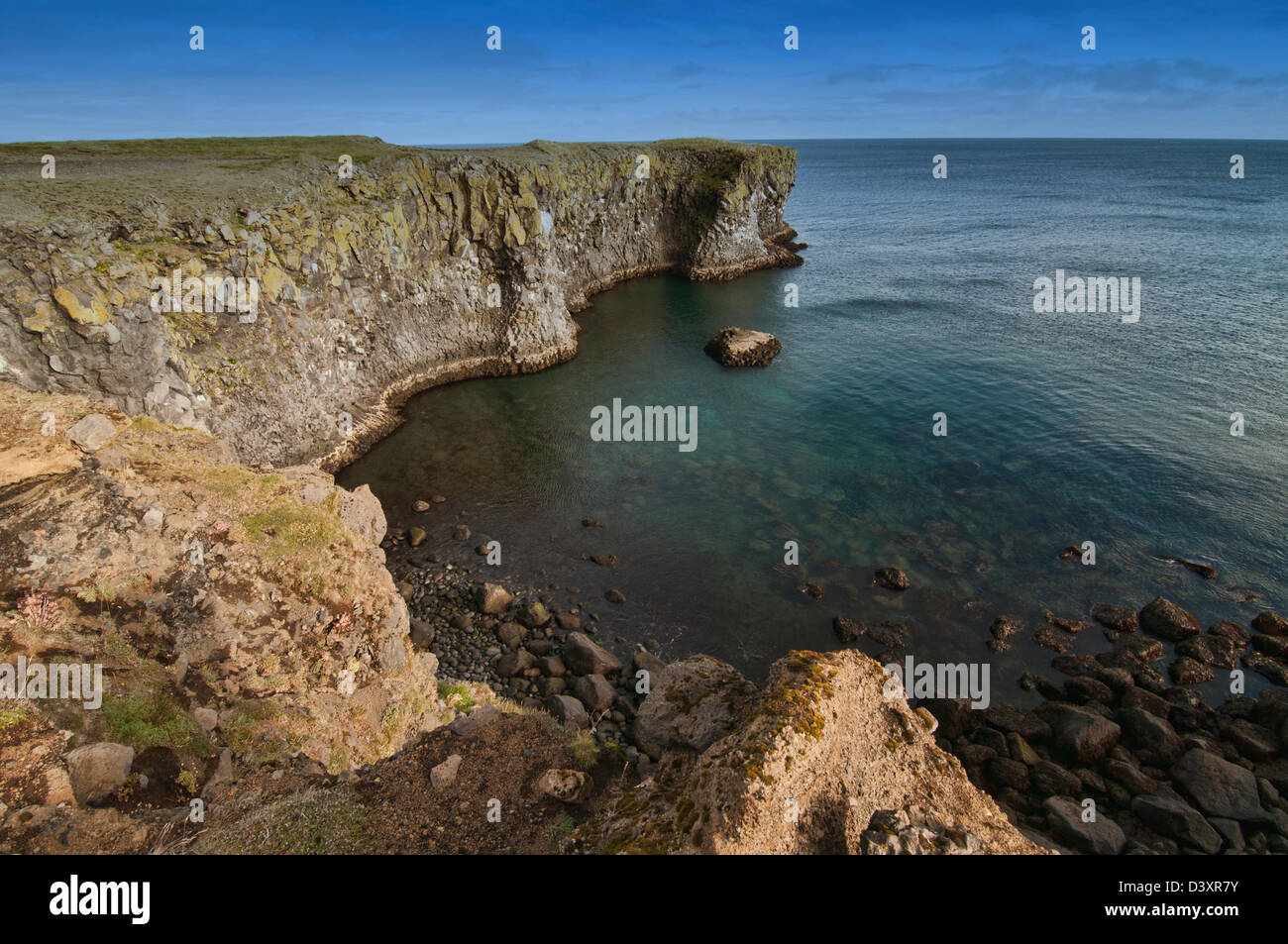 the cliffs between Arnarstapi and Hellnar in Snaefellsnes, west Iceland ...