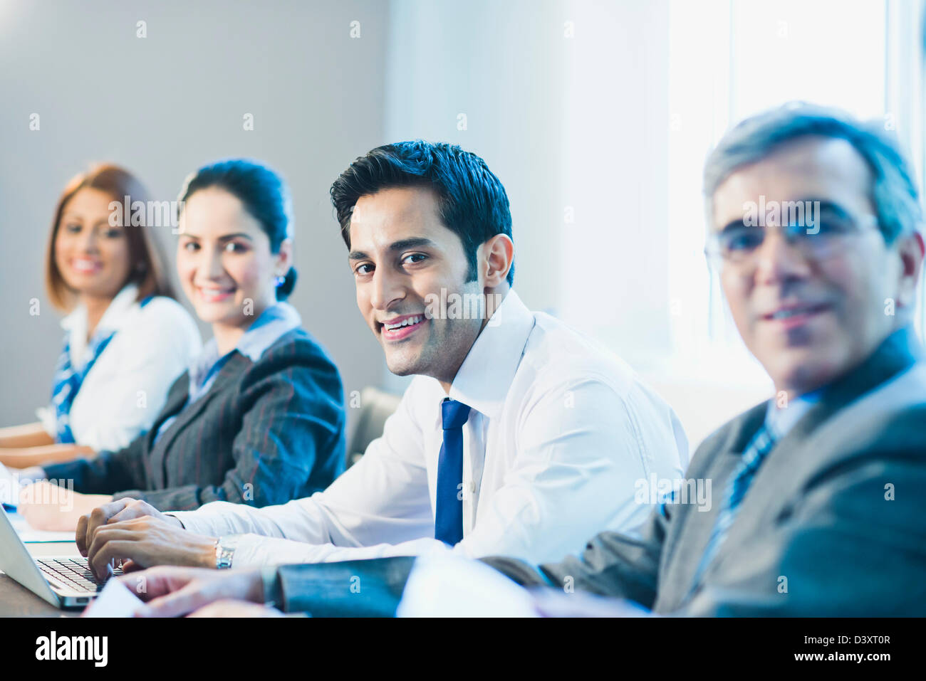 Side by side conference table manager confidence teamwork office ...