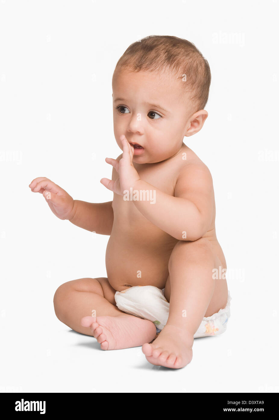 Baby boy thinking Stock Photo - Alamy