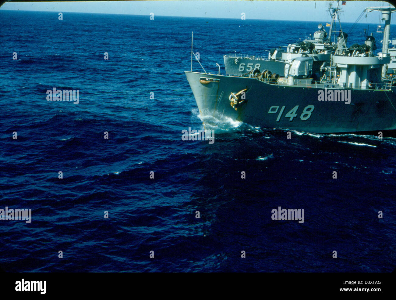 This photograph shows VF-53, a fighter squadron aboard the USS ...