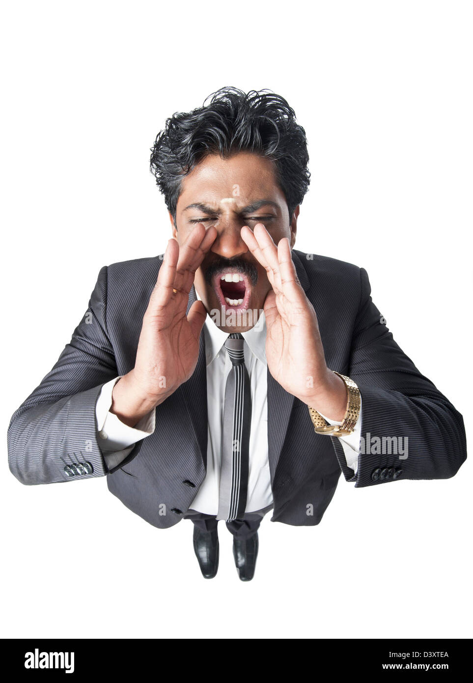 South Indian businessman shouting Stock Photo - Alamy