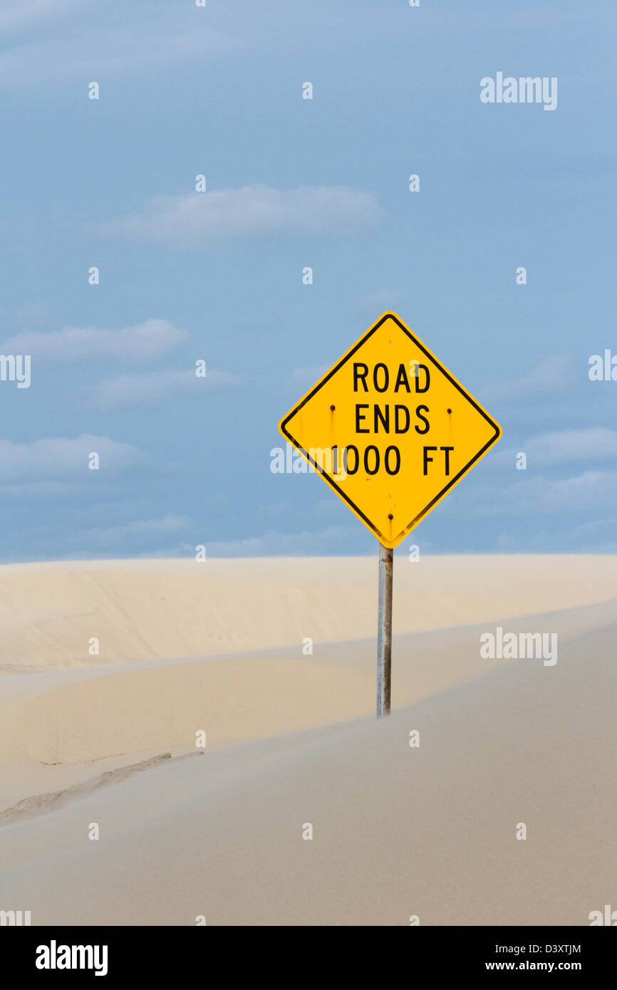 Yellow road sign at the end of the road Stock Photo - Alamy