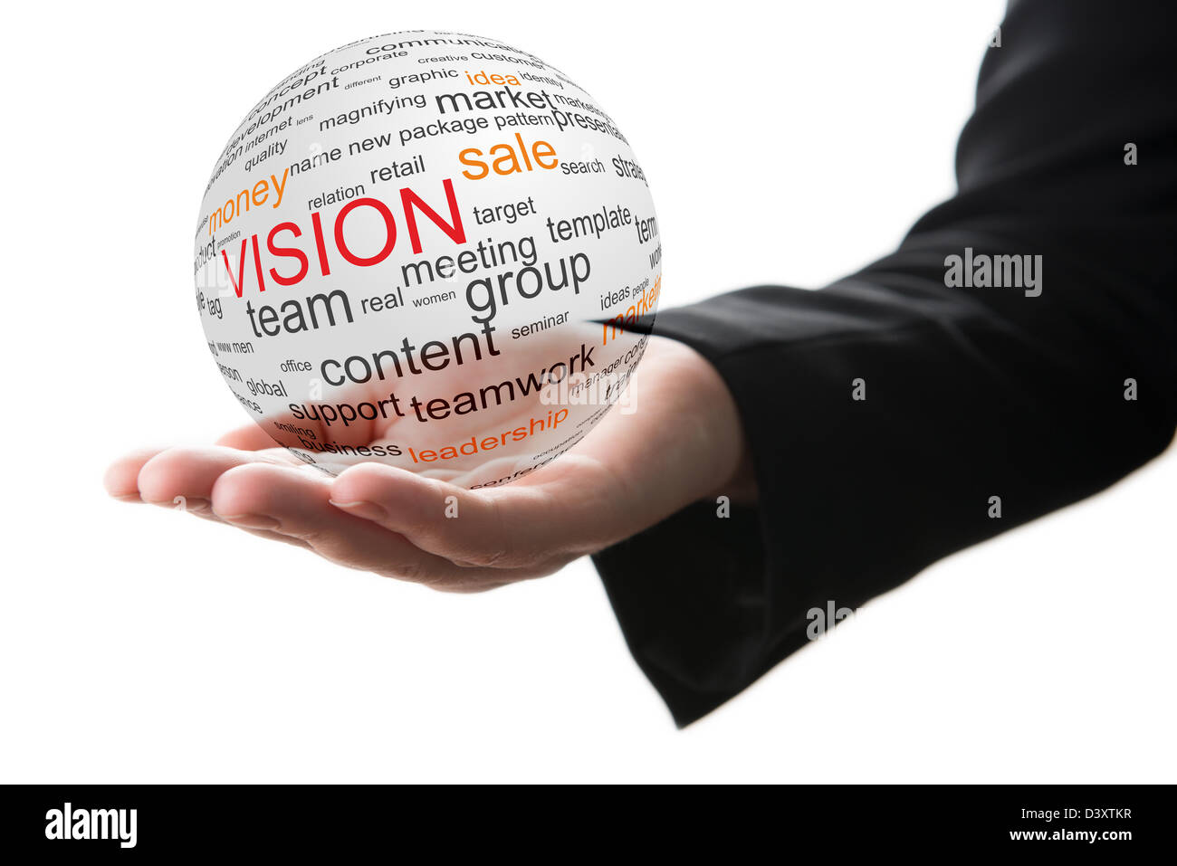 Transparent ball with vision word in a hand Stock Photo - Alamy