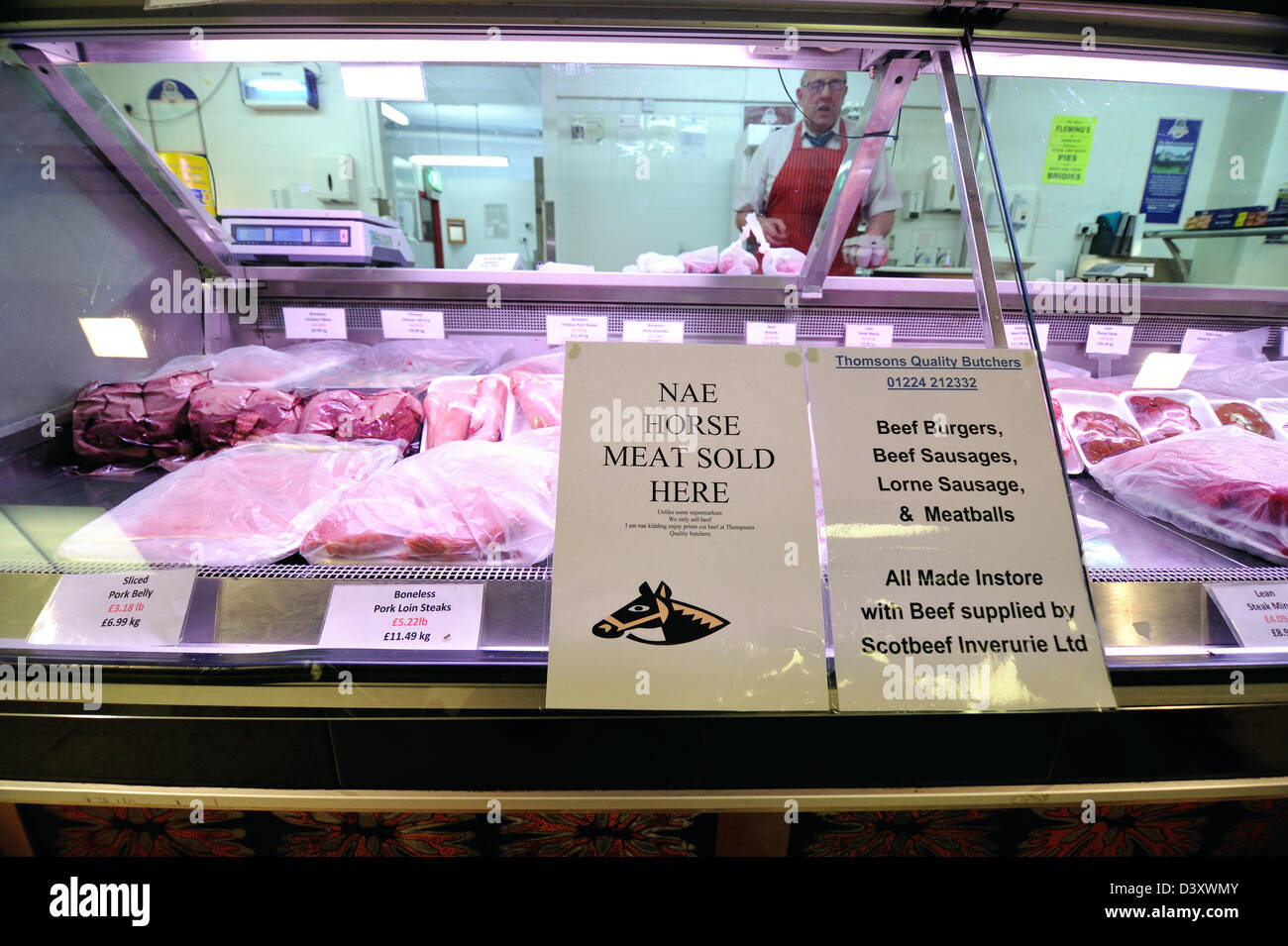 Aberdeen butcher Tommy Thomson declares his shop has no horse meat in ...