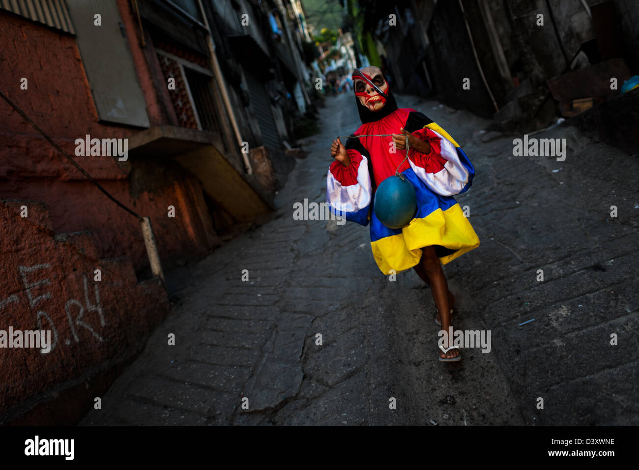 A Brazilian boy, wearing a spooky costume, takes part in the Carnival ...