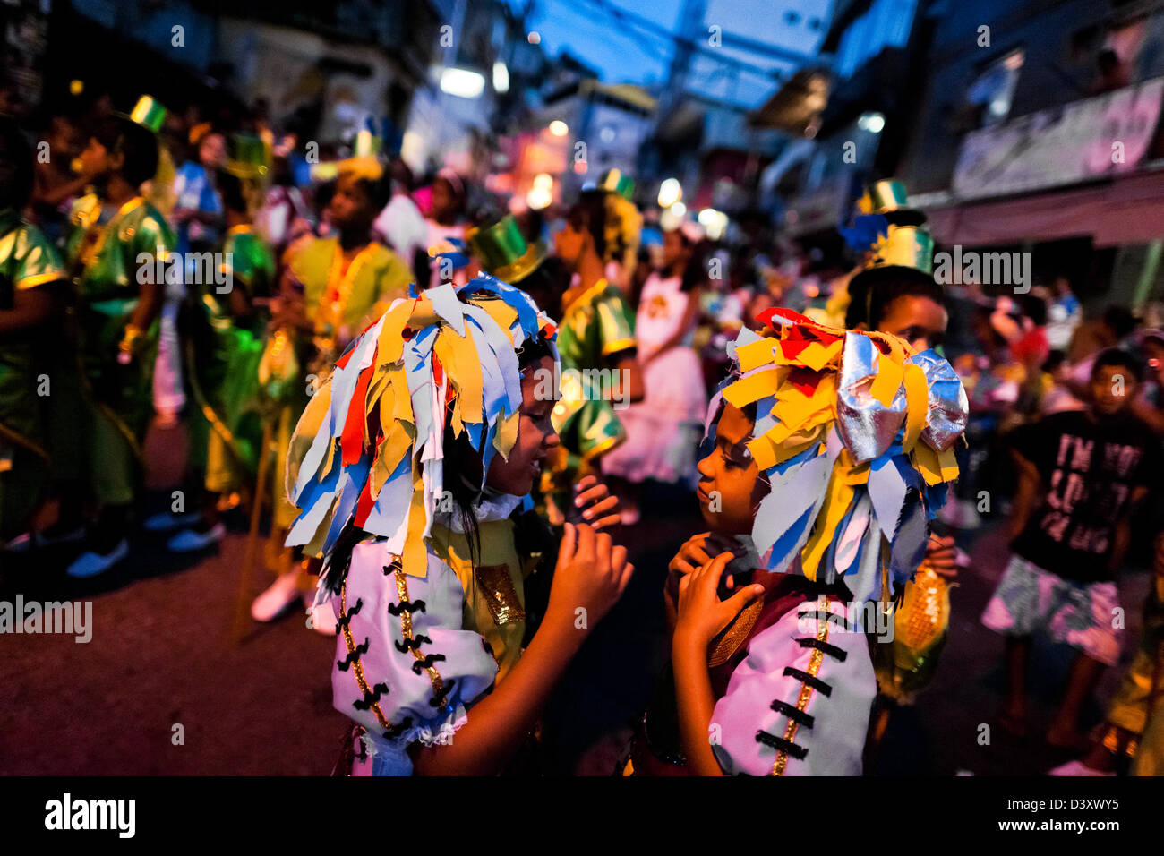 Brazilian children take part in the Carnival parade in the favela of ...