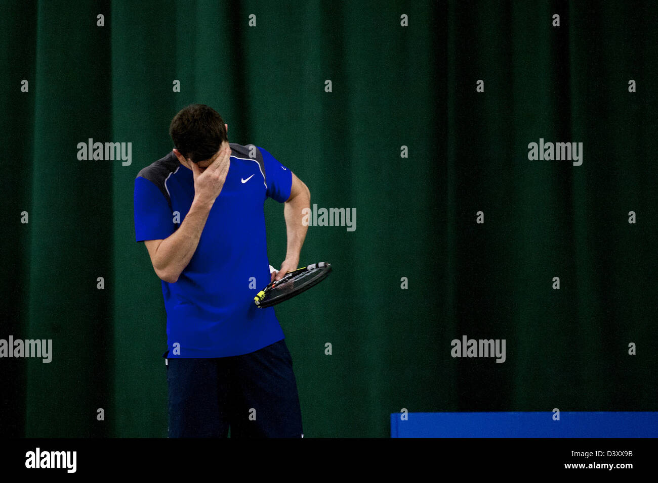 Cardiff, Wales, UK. Tuesday 26th February 2013. Josh Goodall losing ...
