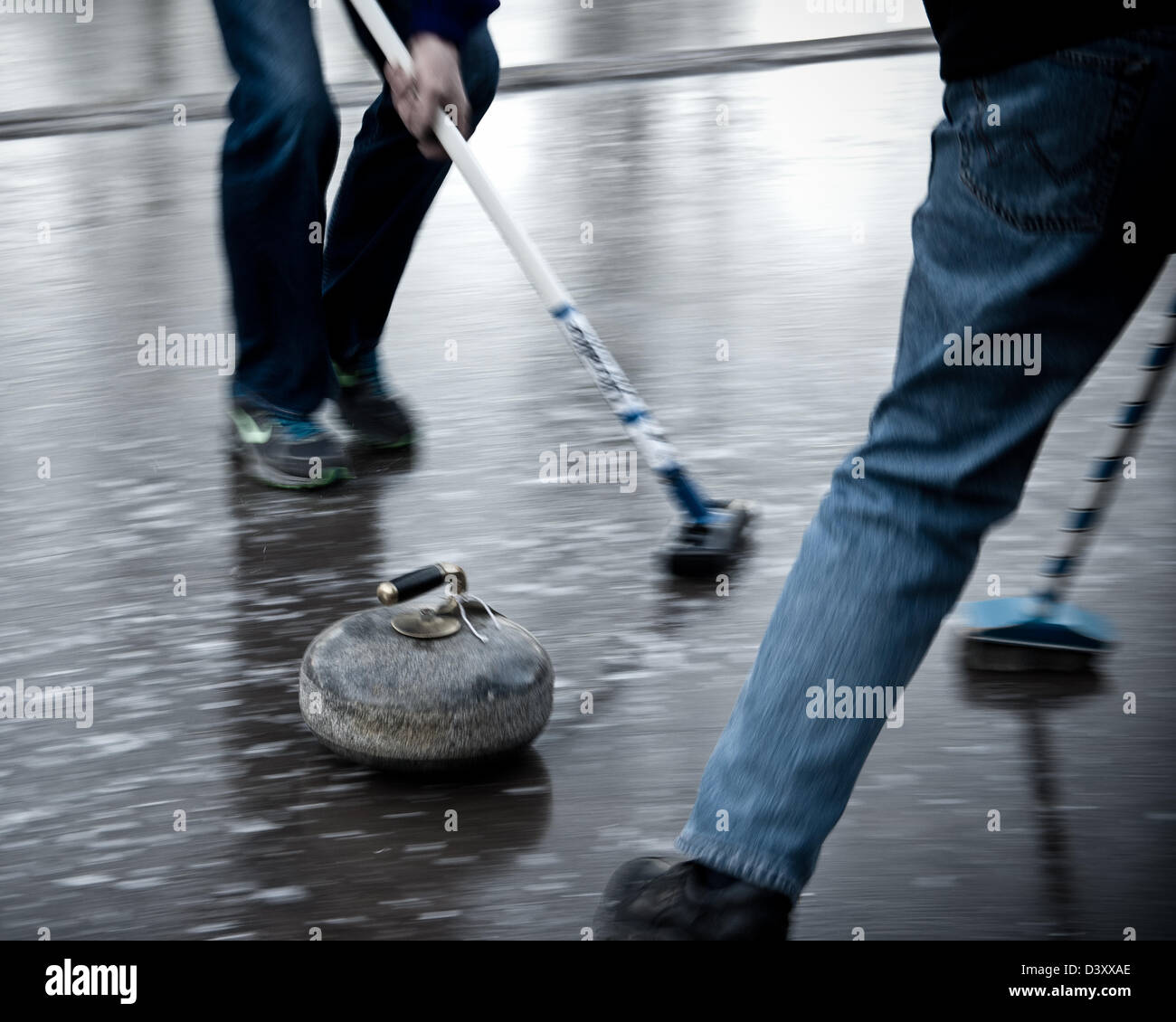 Traditional Scottish sport of curling being held outside on the Glen ...