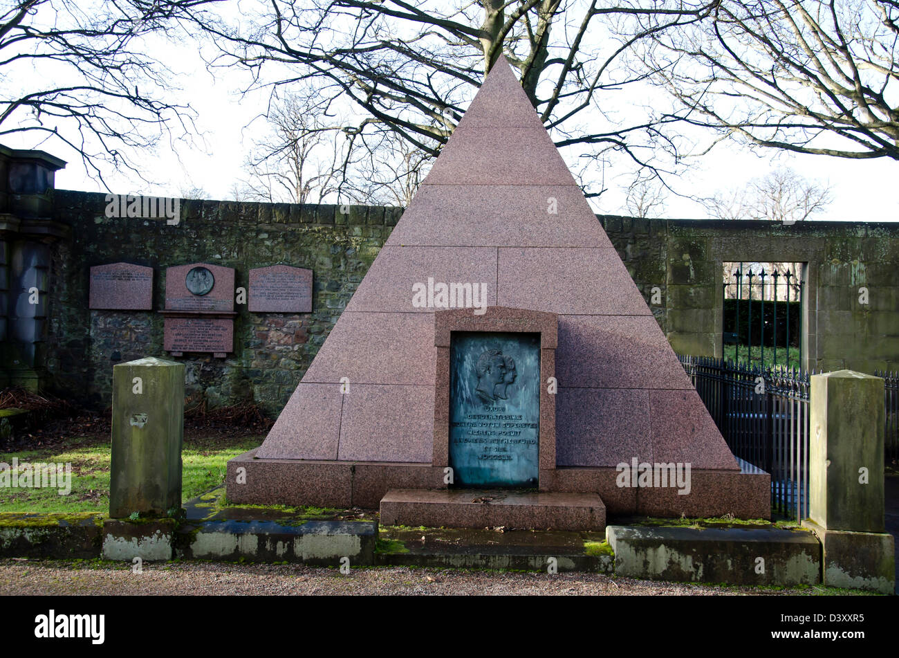 Unusual large, pyramid-shaped, marble gravestone in the Dean Cemetery, Edinburgh, Scotland Stock ...