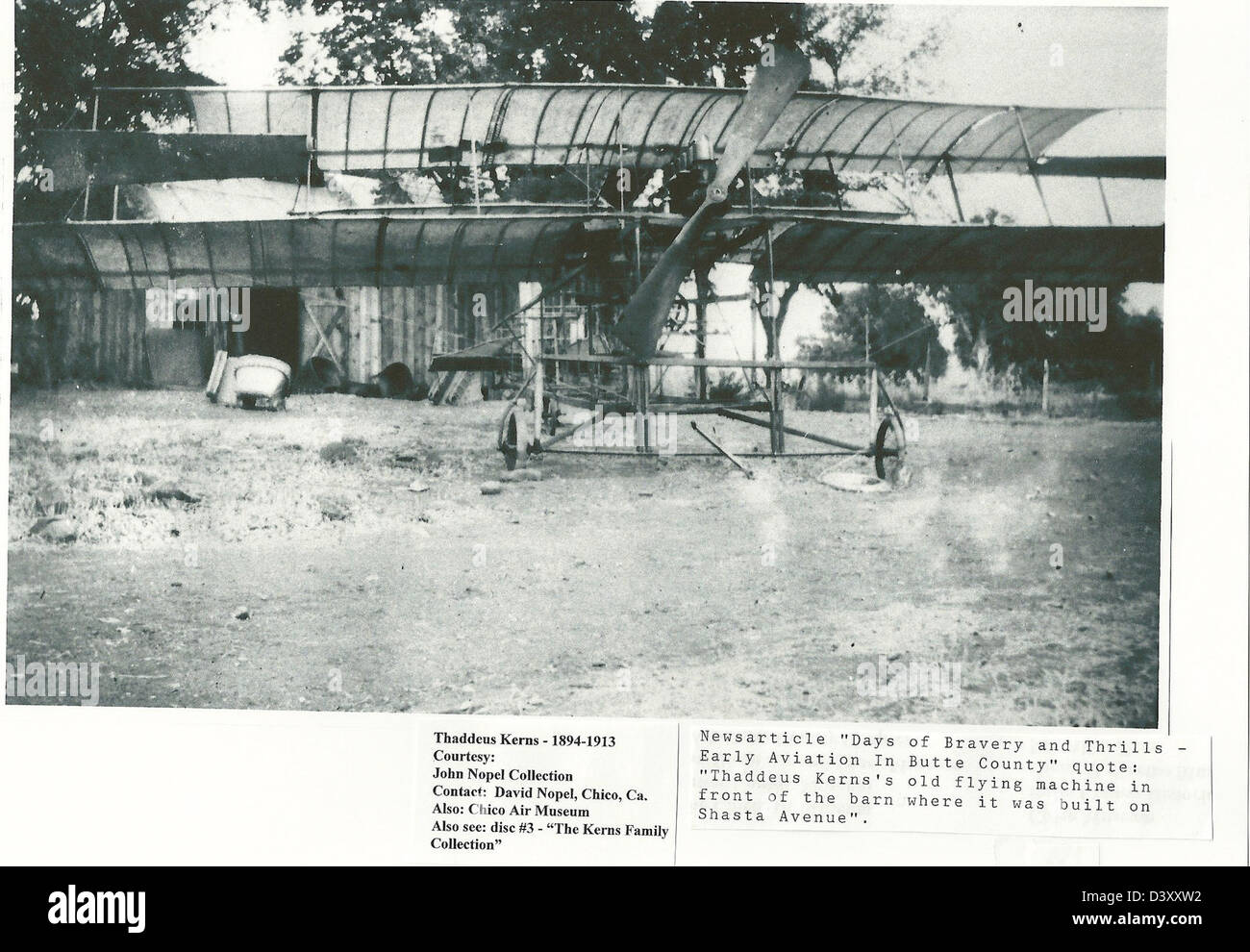 This image features Thaddeus Kerns' first aircraft, displayed at the ...