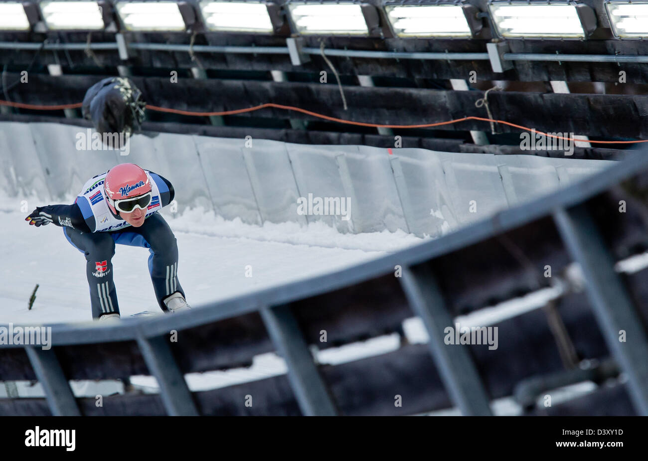 Severin Freund of Germany slides in the inrun during a training session ...