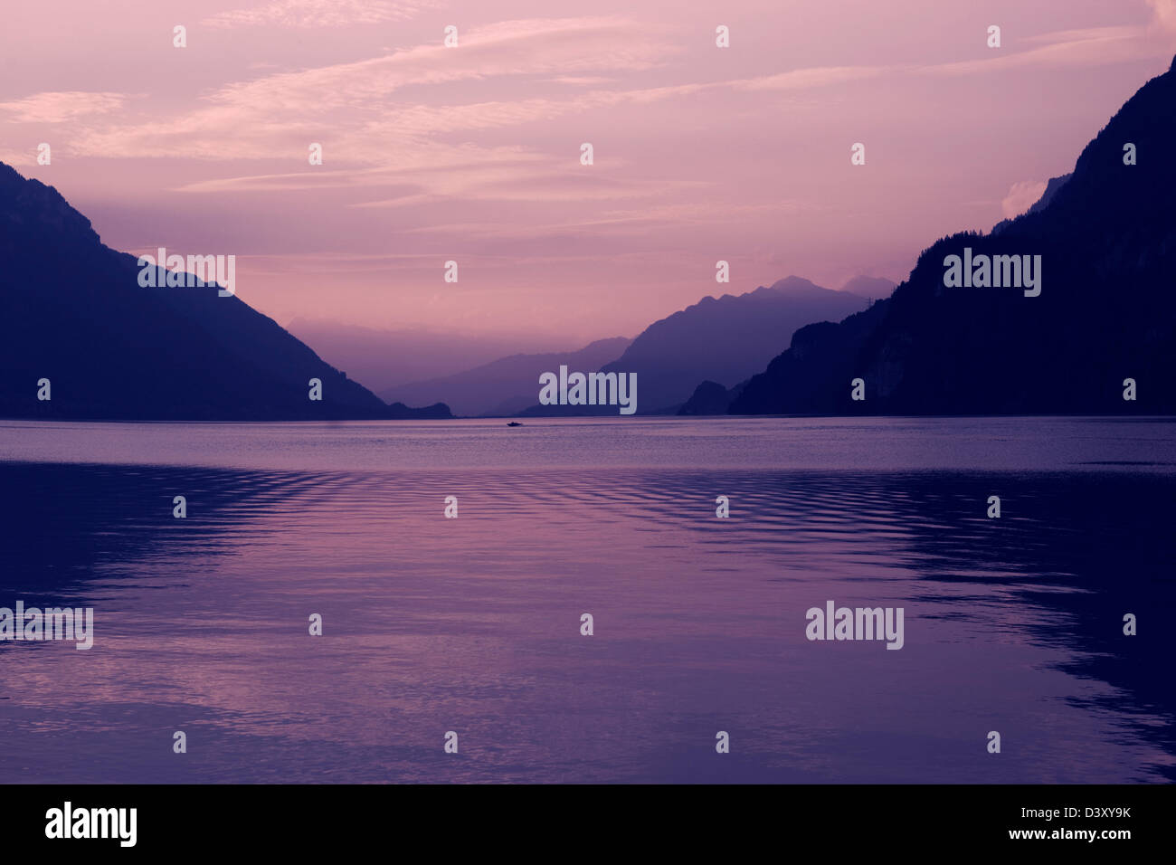 swiss lake at sunset in brienz, Switzerland Stock Photo - Alamy