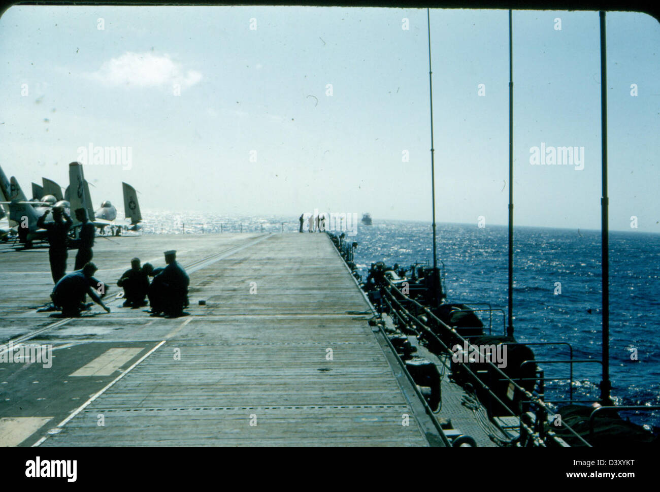 The USS Kearsarge (CV-33), a post-World War II aircraft carrier, is depicted here with its VF-53 ...