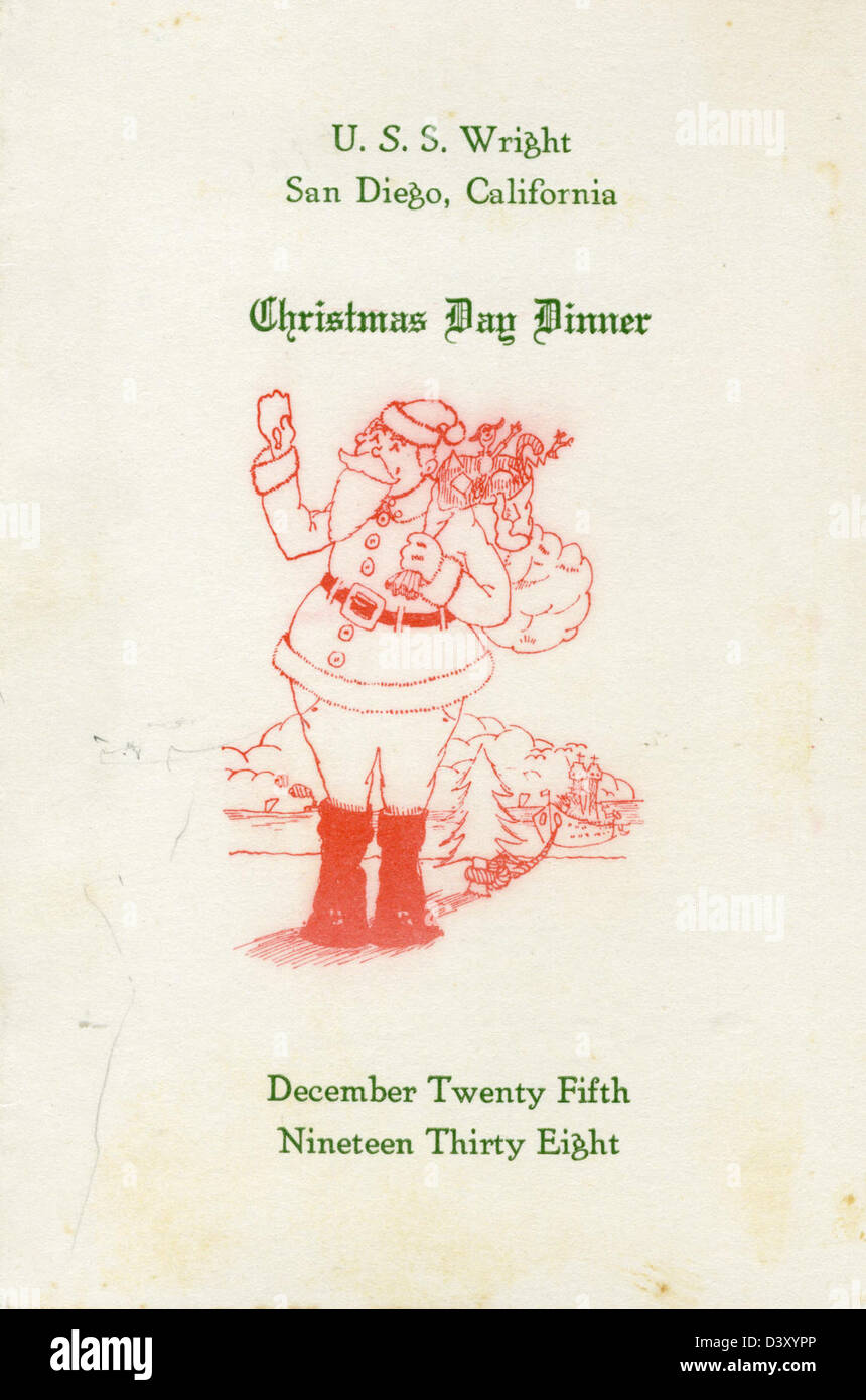The 1938 Christmas menu of the USS Wright showcases the naval tradition ...