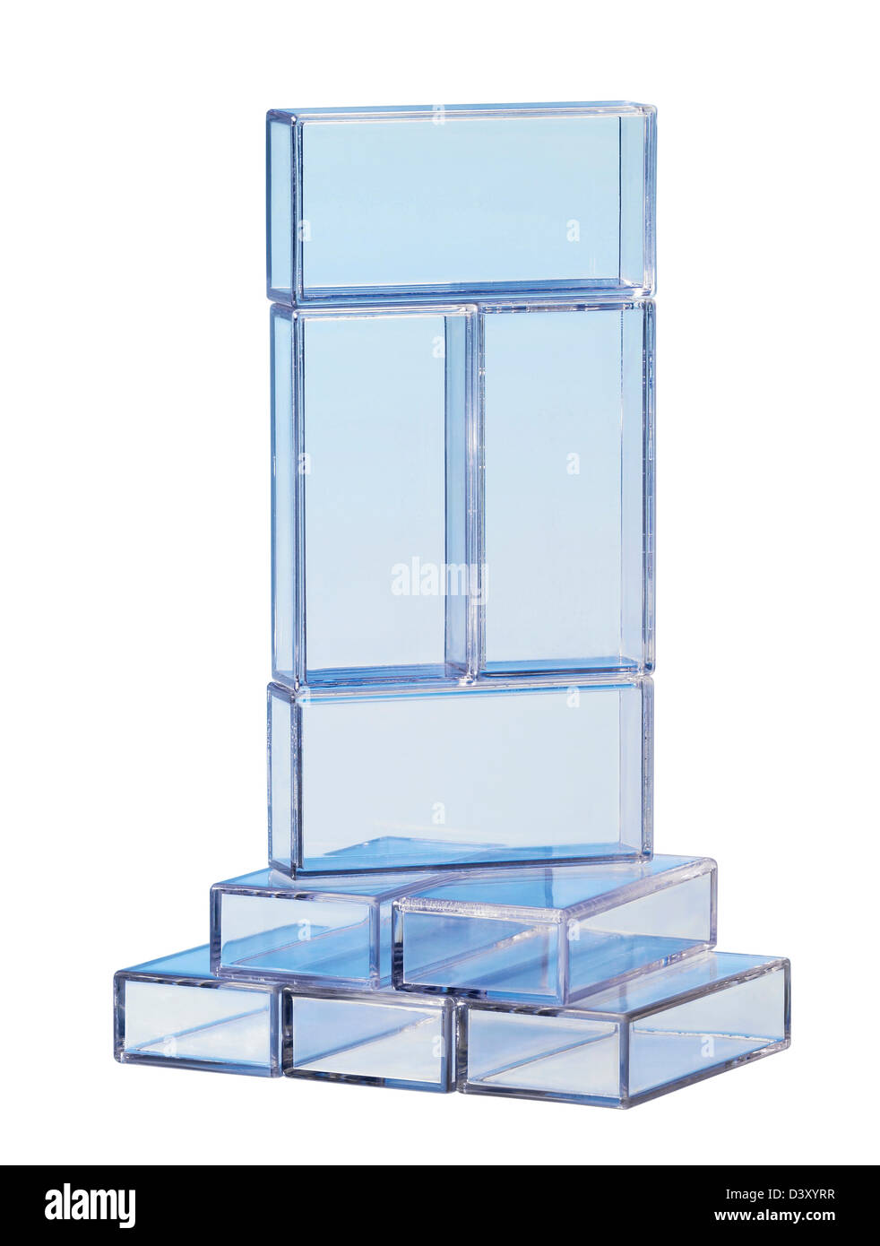 light blue translucent plastic blocks in white back Stock Photo - Alamy