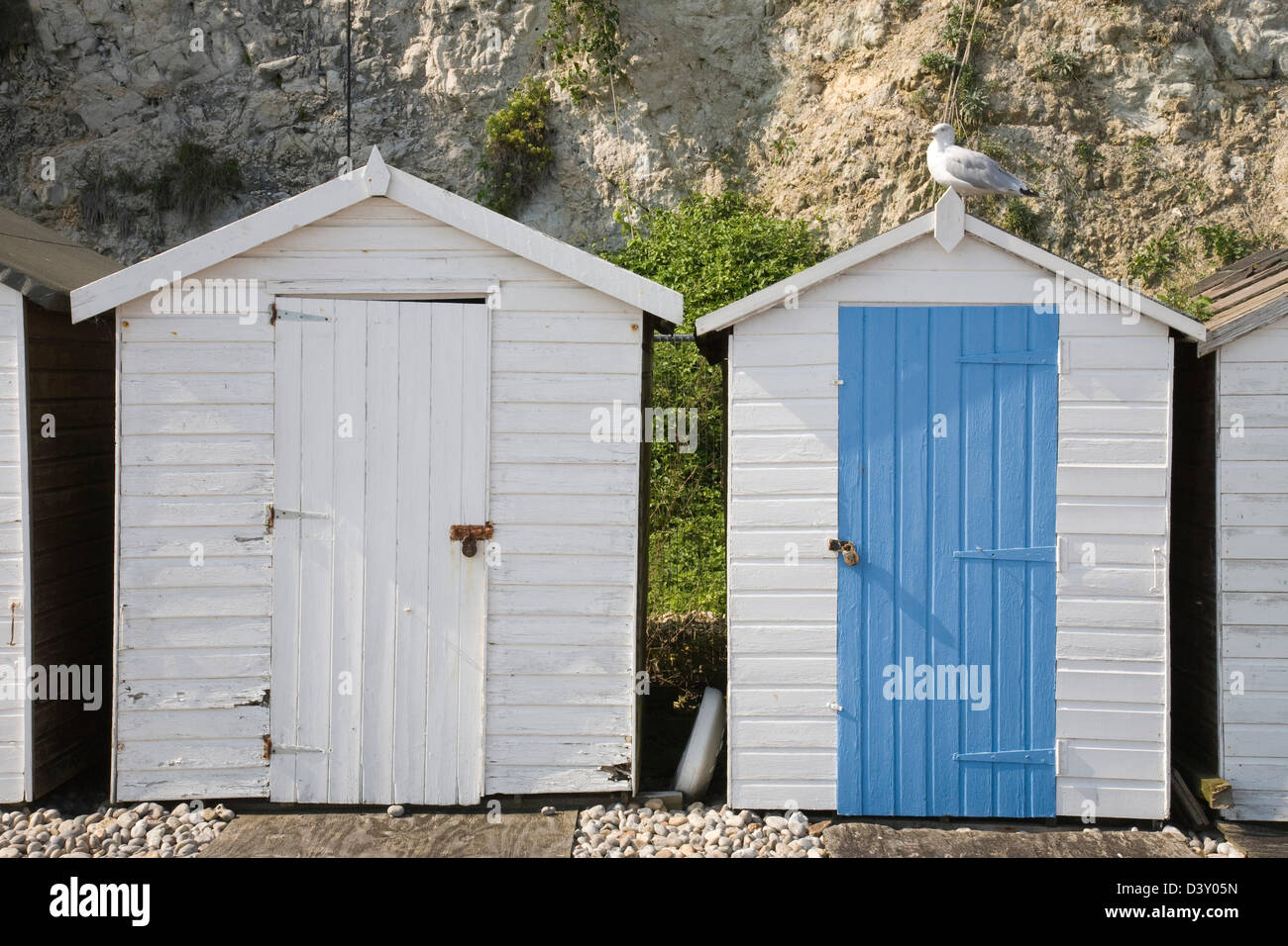 Beer devon beach huts hi-res stock photography and images - Alamy