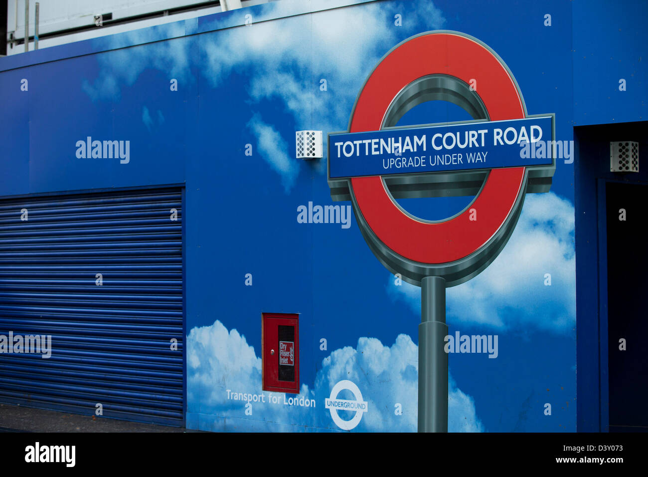 Sign for the Tottenham Court Road underground upgrade in central London ...