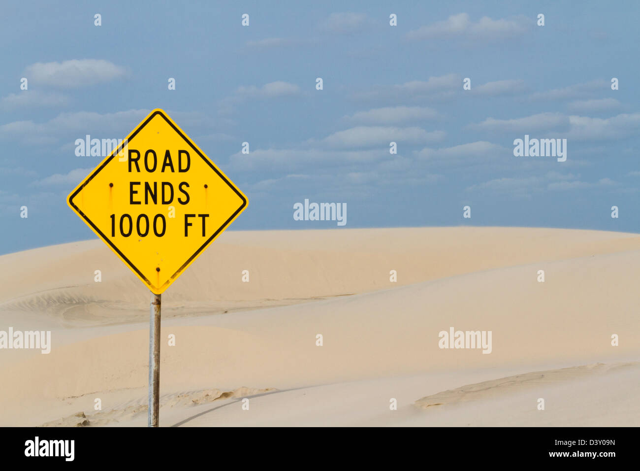 Yellow road sign at the end of the road Stock Photo - Alamy