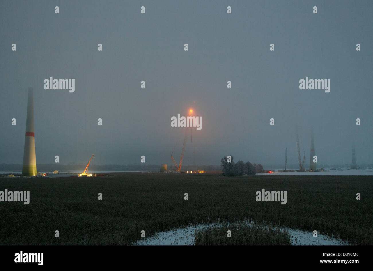 Alt Bork, Germany, site of a wind farm on the evening of ENERCON Stock ...