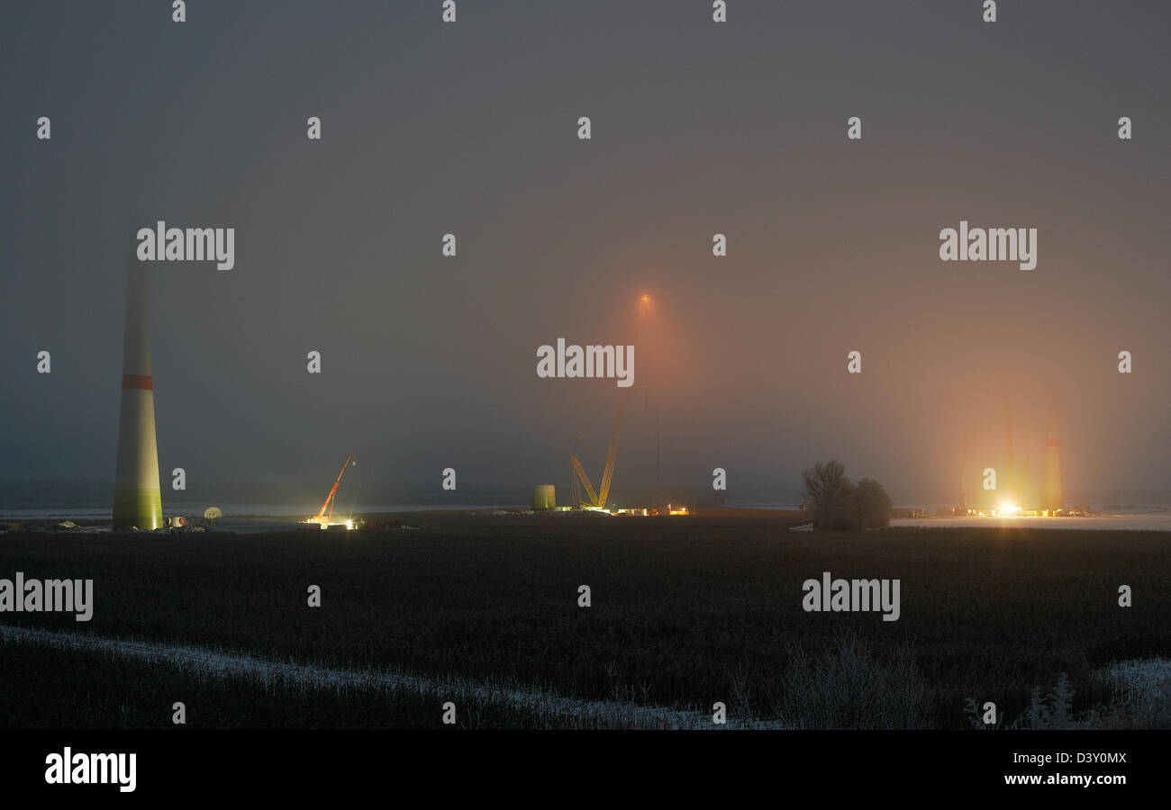 Alt Bork, Germany, site of a wind farm on the evening of ENERCON Stock ...