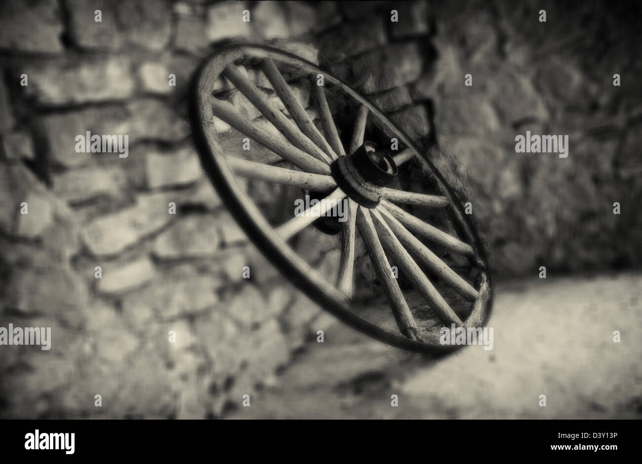 An old wooden cart wheel in Rennes Le Chateau, France Stock Photo - Alamy
