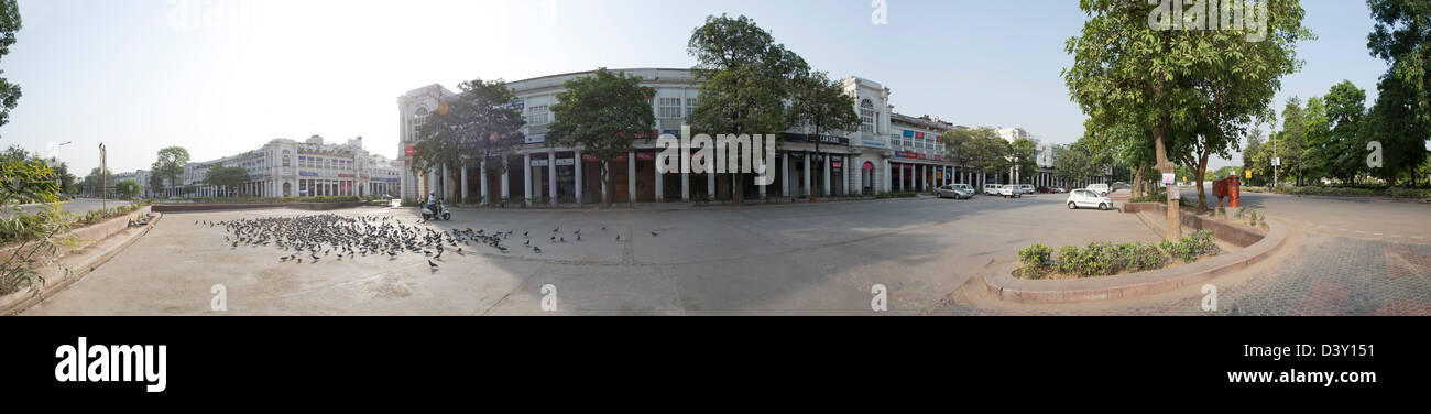 Panoramic view of a market, Connaught Place, New Delhi, Delhi, India ...