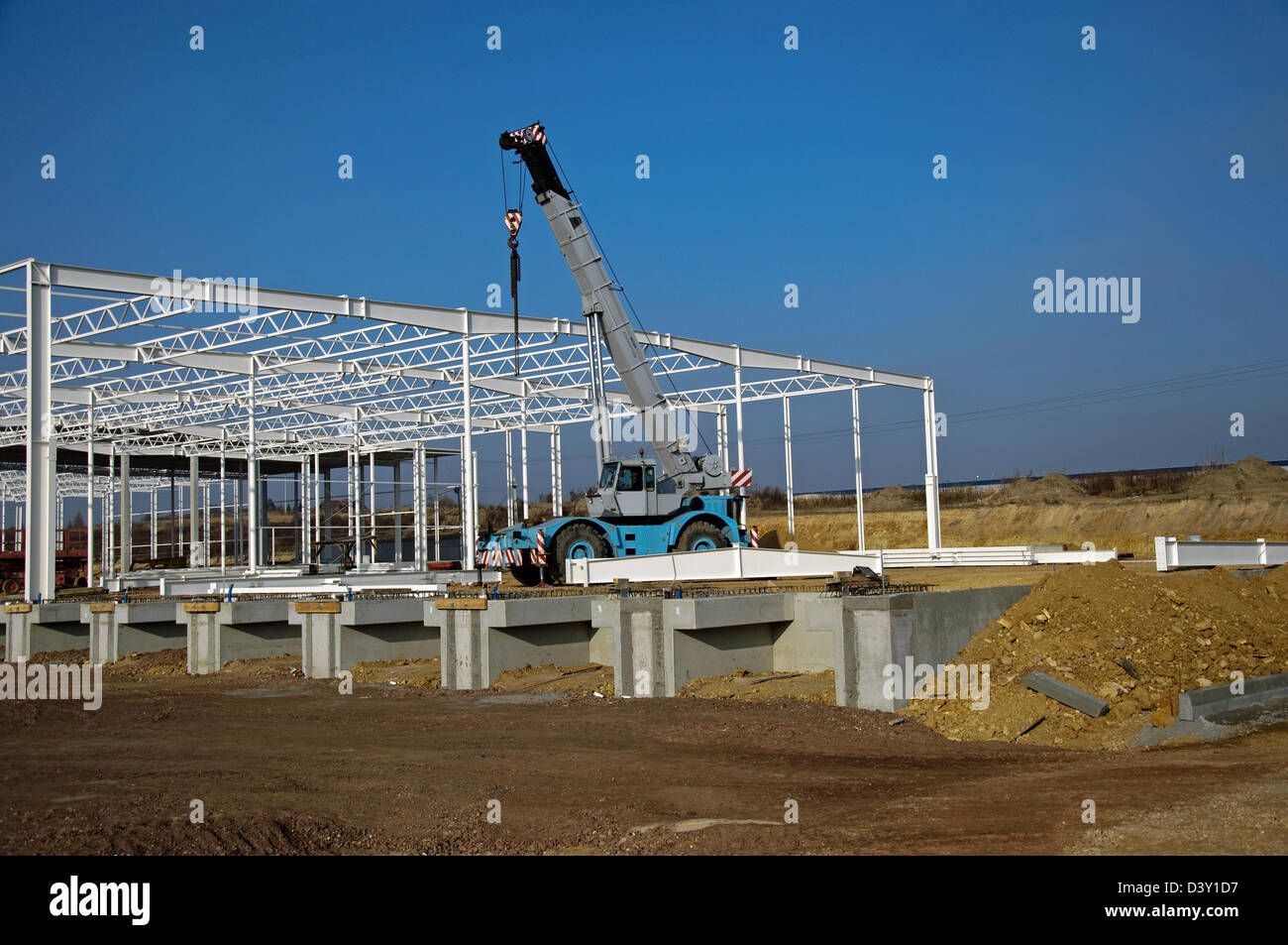 Photo of construction site of modern warehouse Stock Photo - Alamy