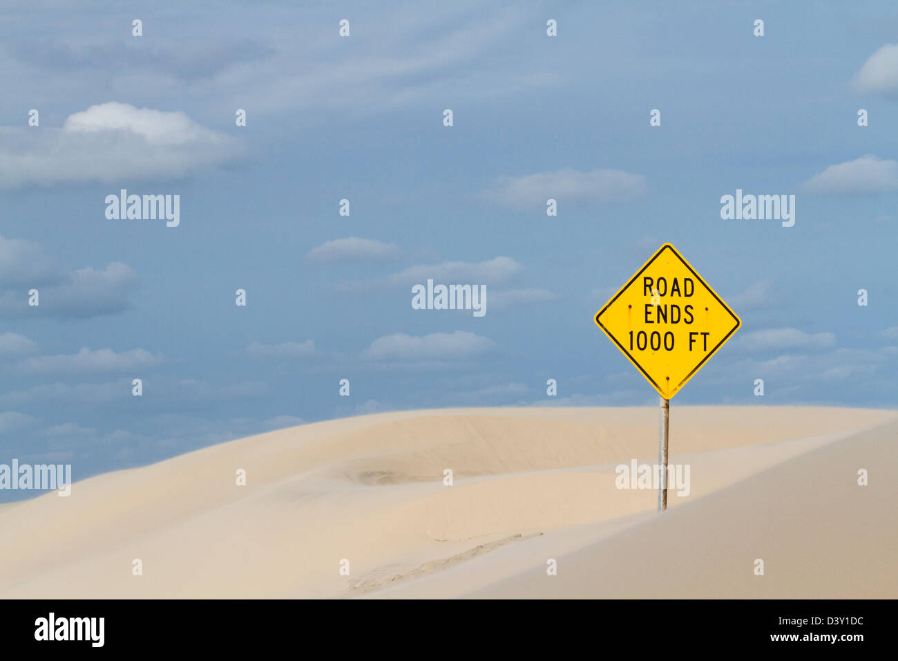 Yellow road sign at the end of the road Stock Photo - Alamy