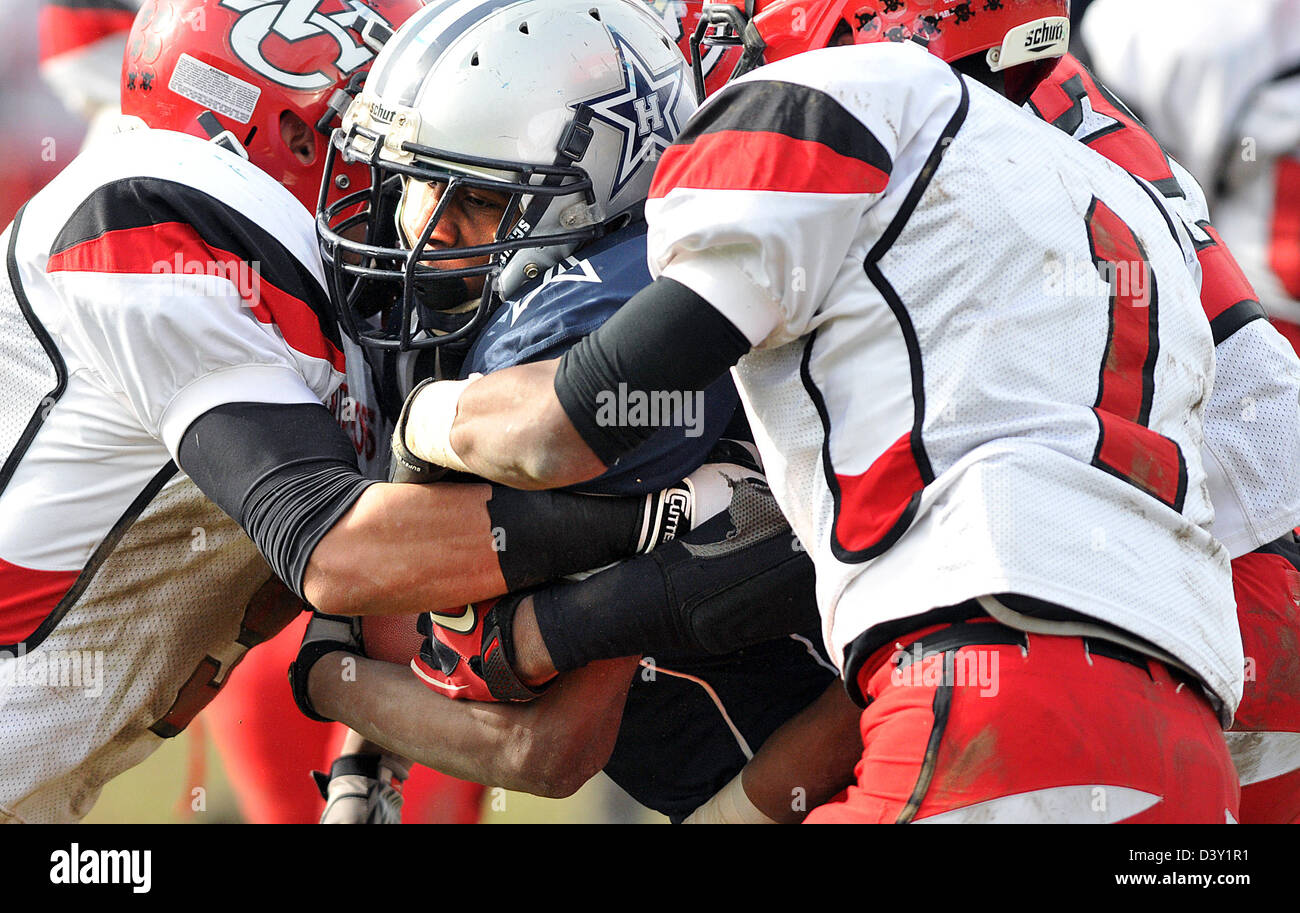 High school football game in New Haven CT USA between cross town rivals ...