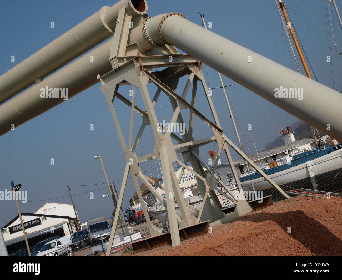 Large overhead pipe draining dredging hi-res stock photography and ...