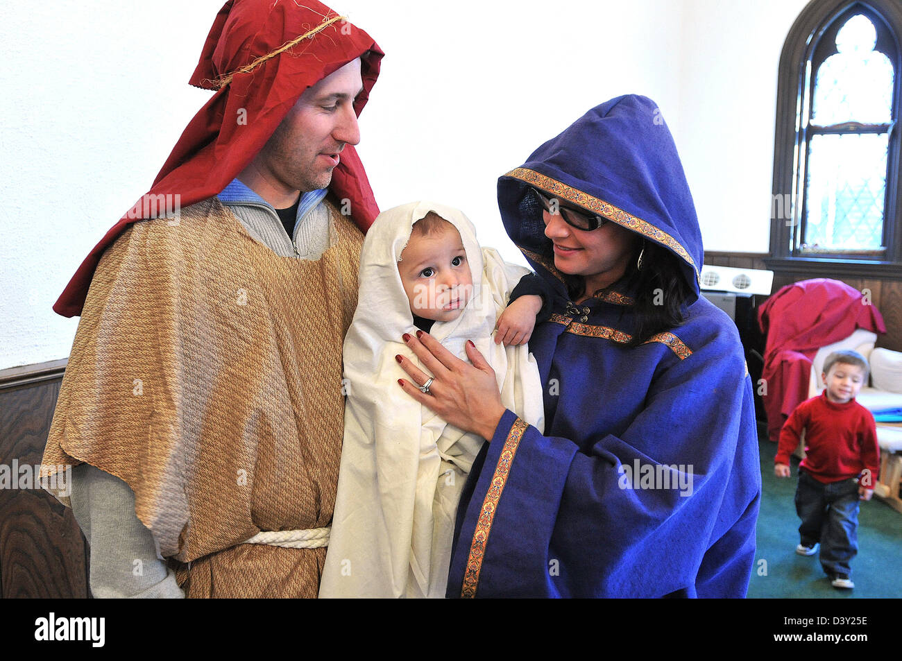 Baby Jesus child gets ready for church performance in CT USA Stock ...