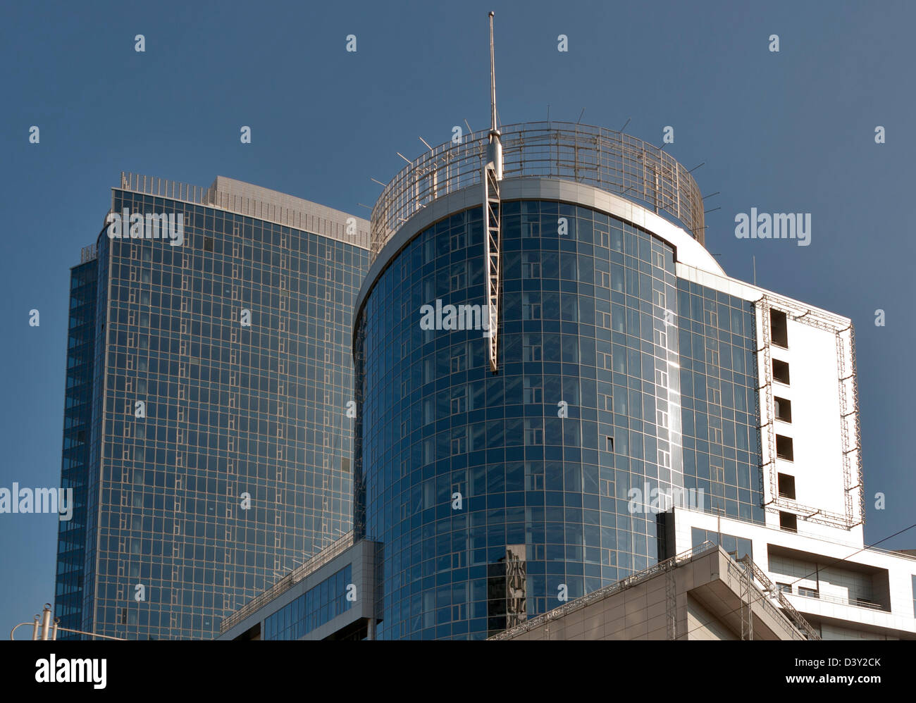 High modern skyscrapers on a background of the blue sky Stock Photo - Alamy