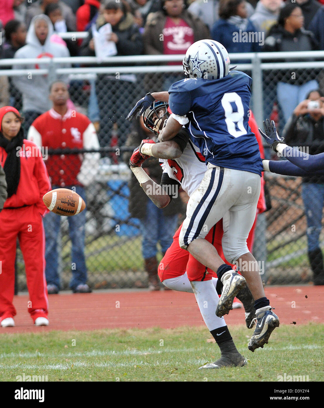 High school football game in New Haven CT USA between cross town rivals ...