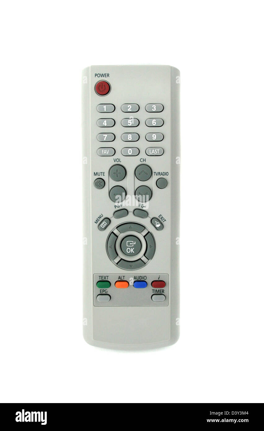 Grey remote control for TV set Stock Photo - Alamy