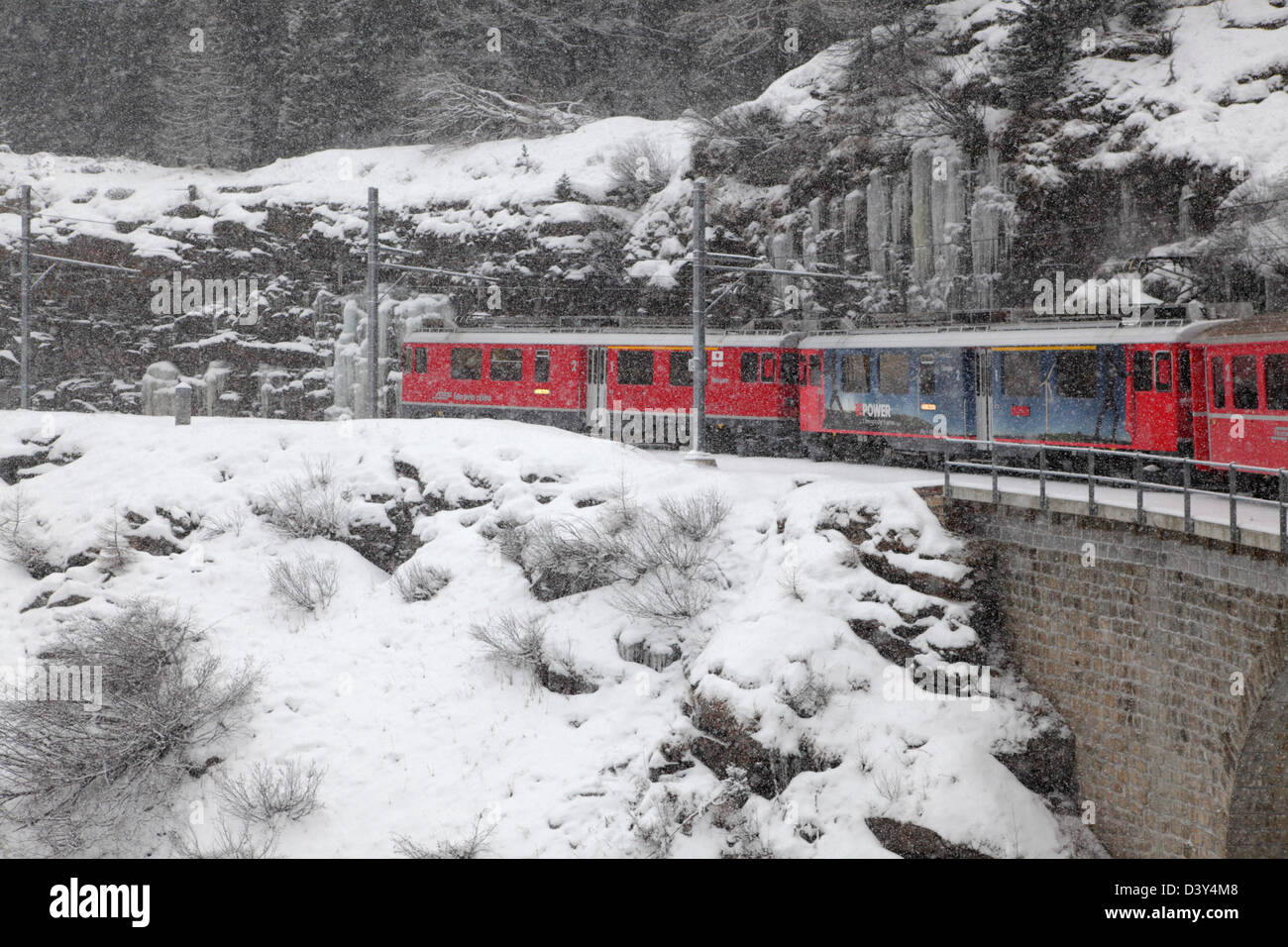 Bernina Express, the red train, Switzerland Stock Photo - Alamy