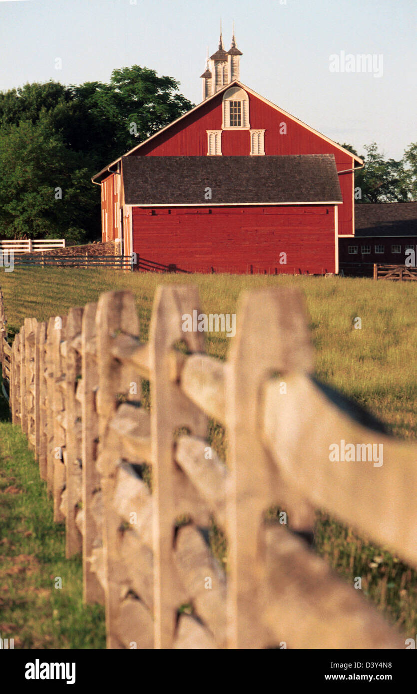 Civil war red barn with white shutters and split rail fence Gettysburg ...