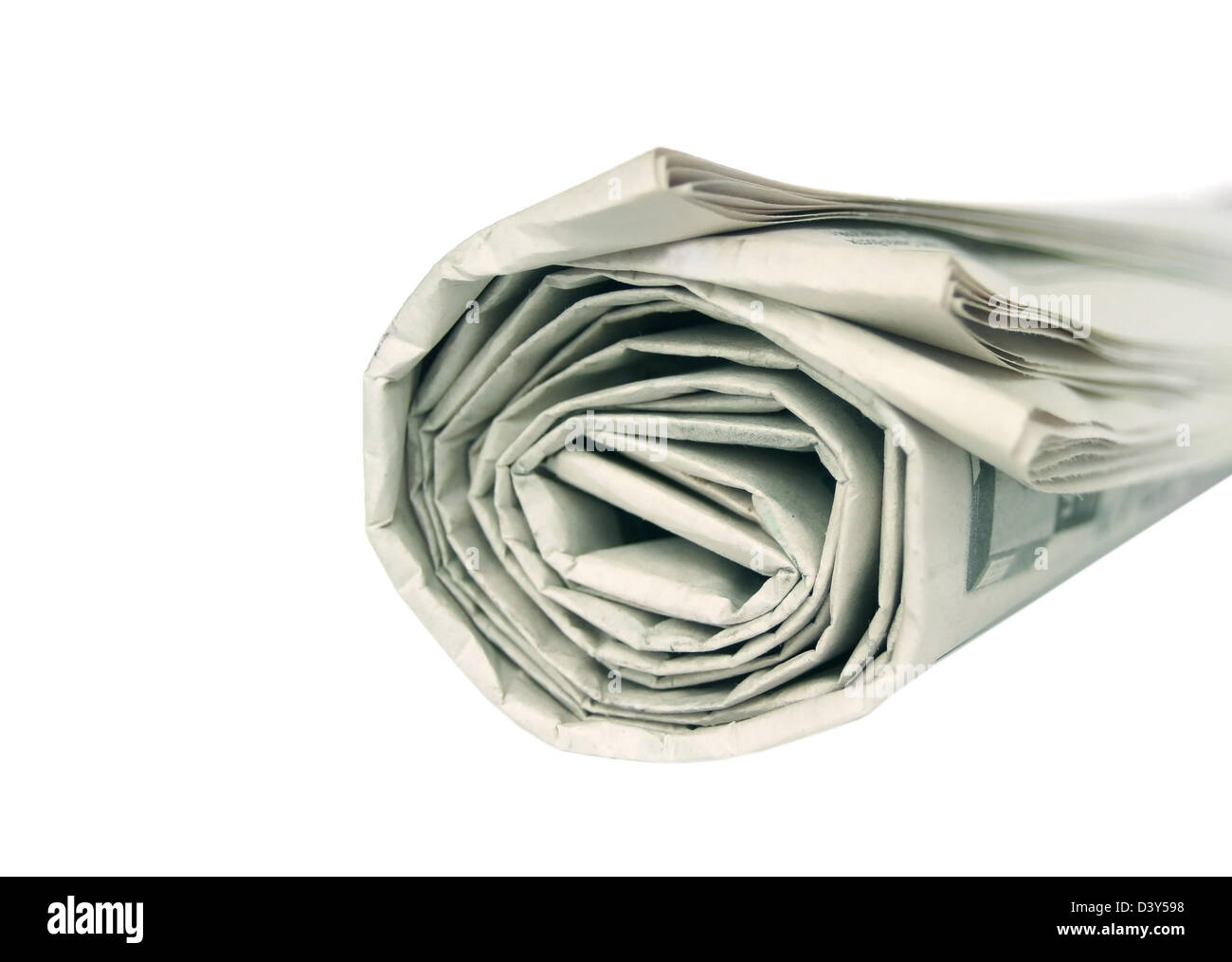Rolled newspaper isolated on white Stock Photo - Alamy