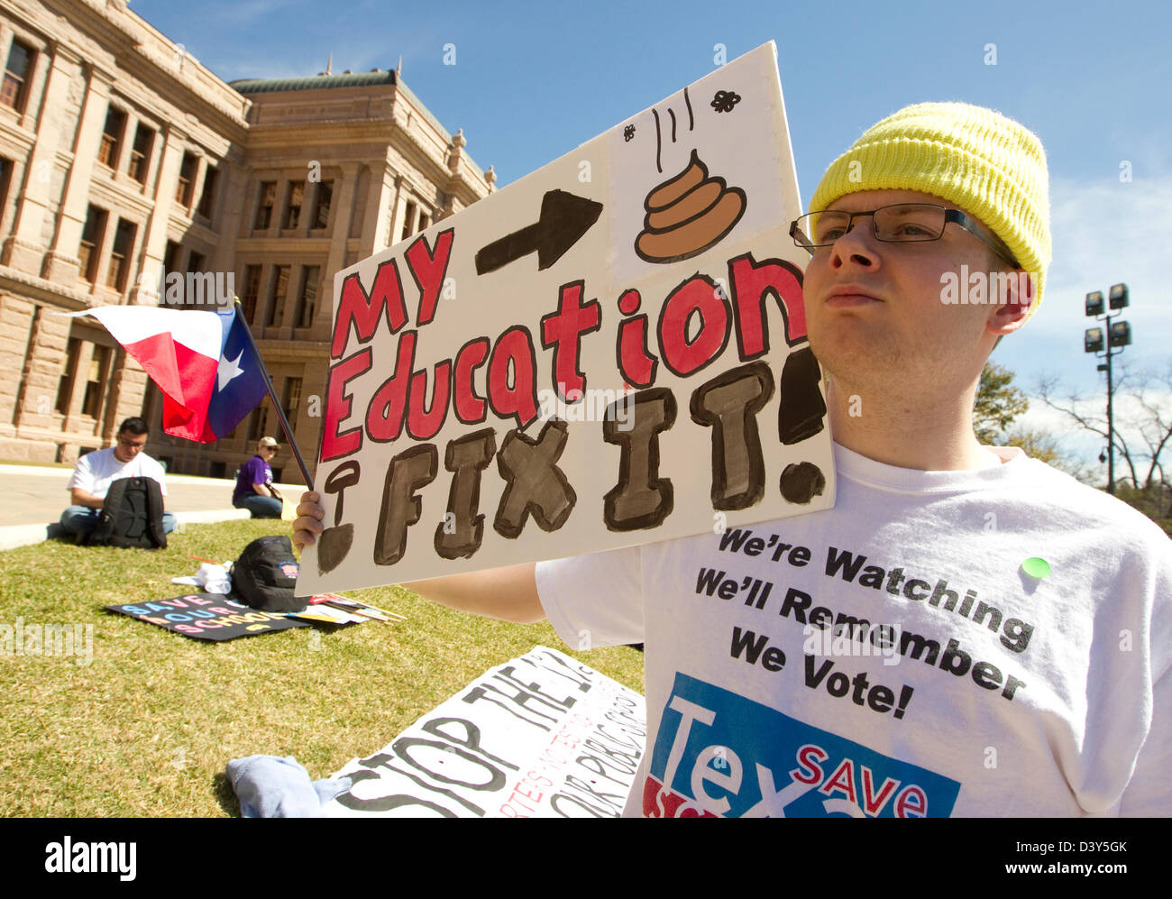 Large group at Texas Capitol building during the Save Texas Schools ...