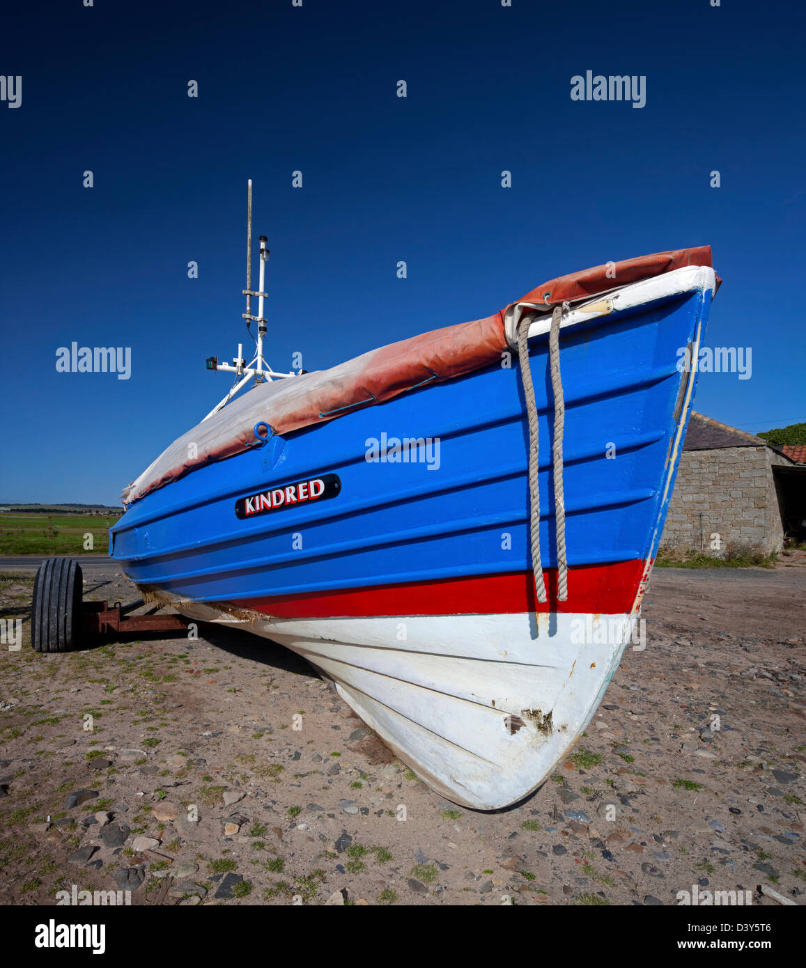 A daytime view in summer of a Northumberland coble fishing boat taken ...