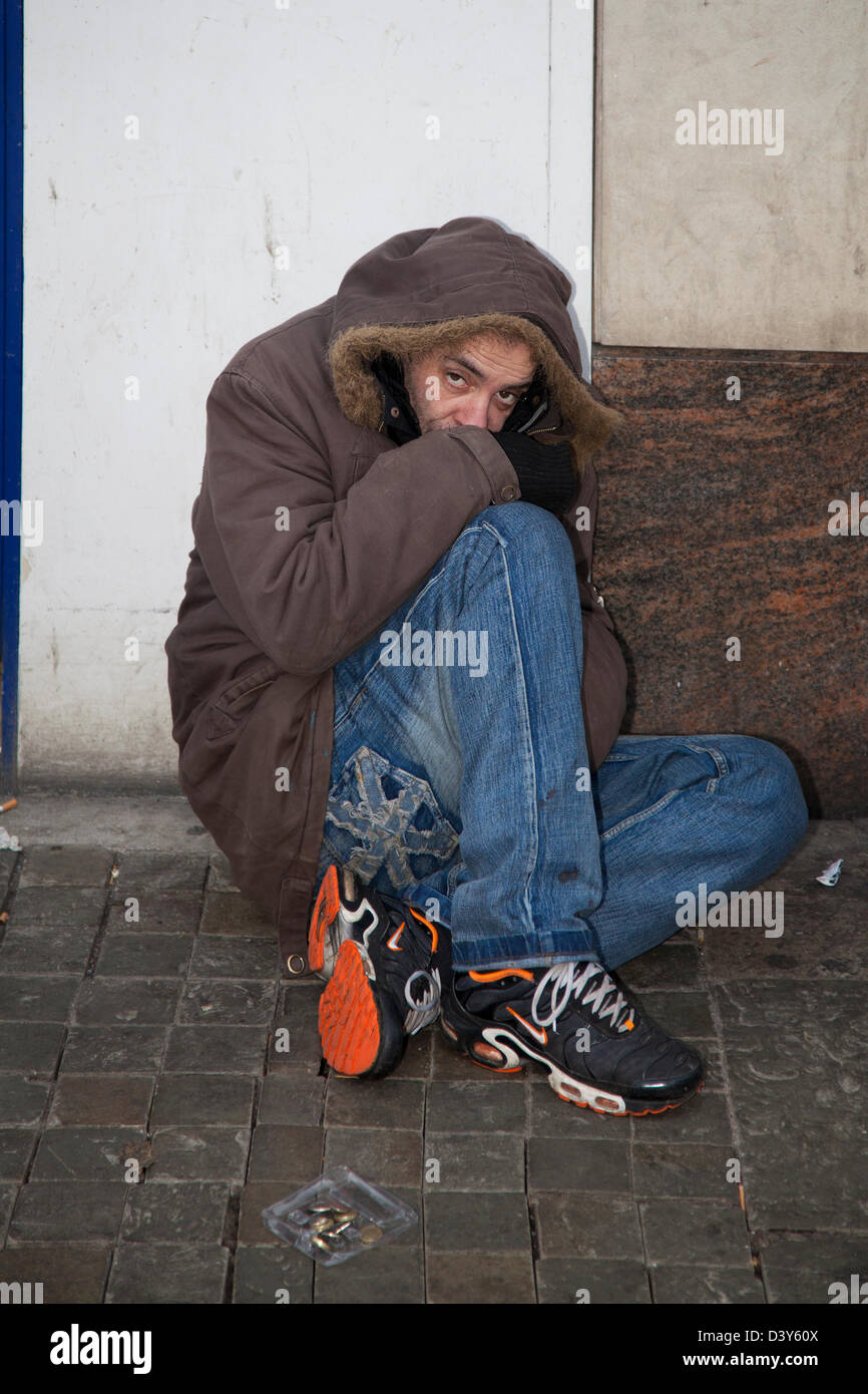 Homeless & homelessness & rough sleeper; living on the streets, doorway ...