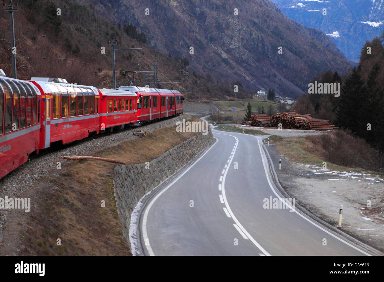 Bernina Express, the red train, Switzerland Stock Photo - Alamy