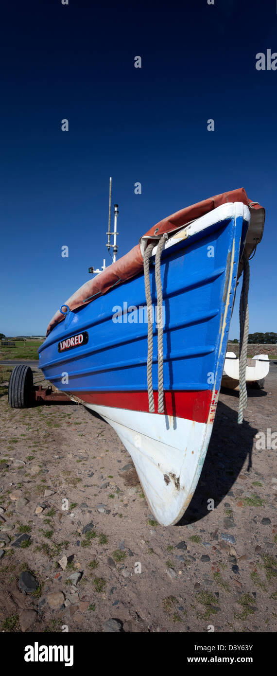 A daytime view in summer of a Northumberland coble fishing boat taken ...