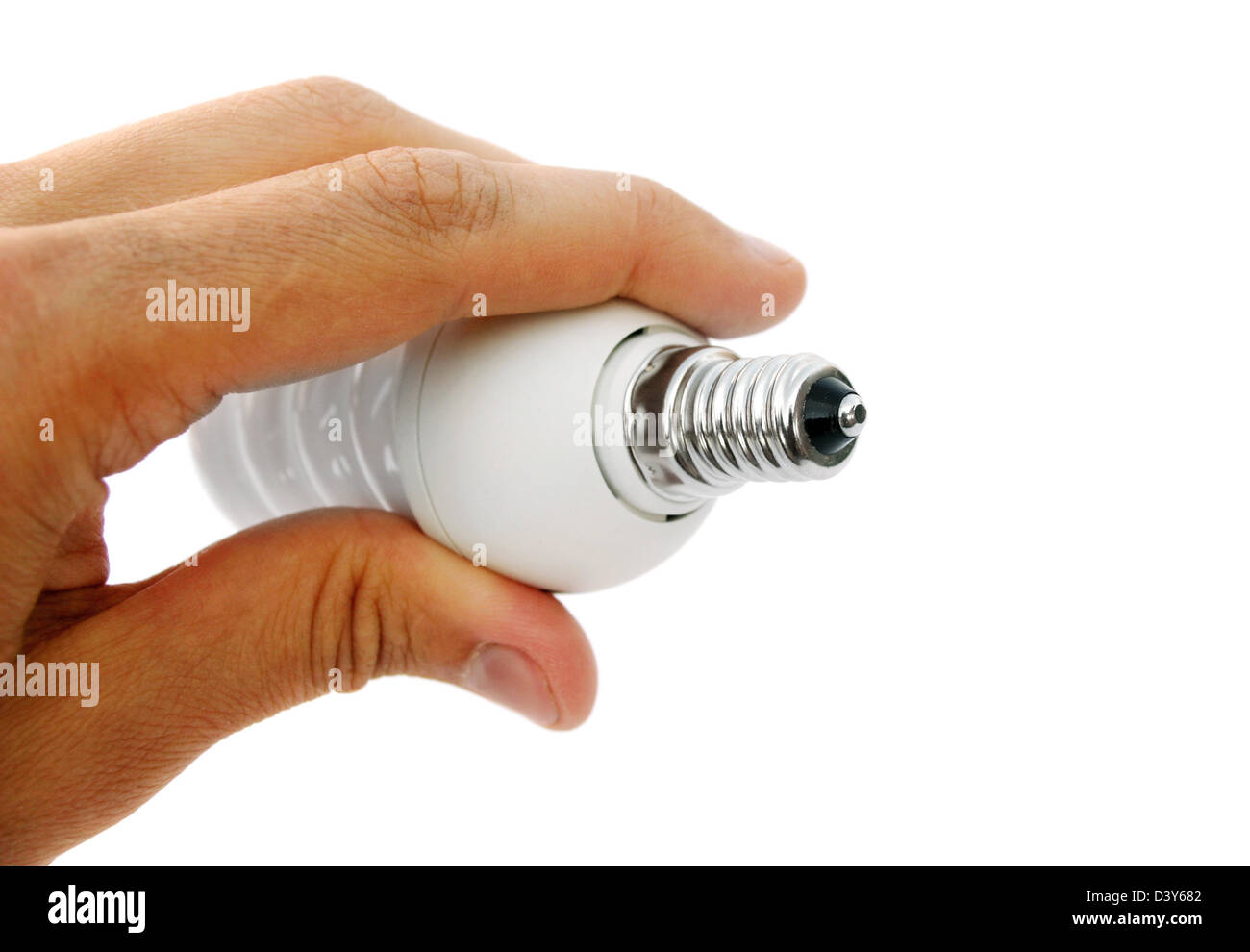Electric bulb in the hand isolated Stock Photo - Alamy