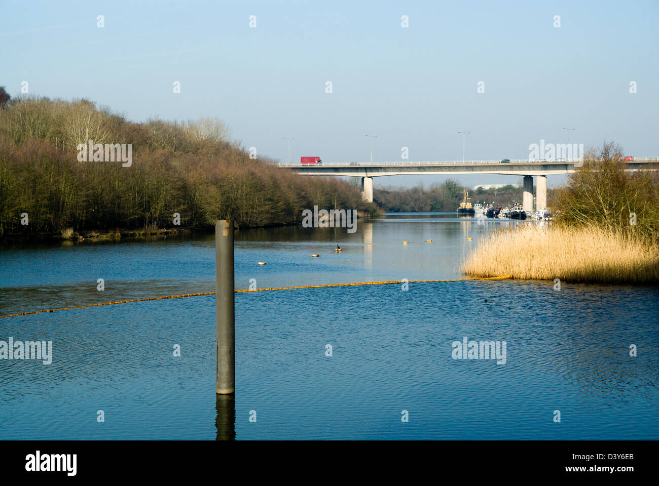 Lower reaches of River Ely and bridge carrying link road, Cardiff ...