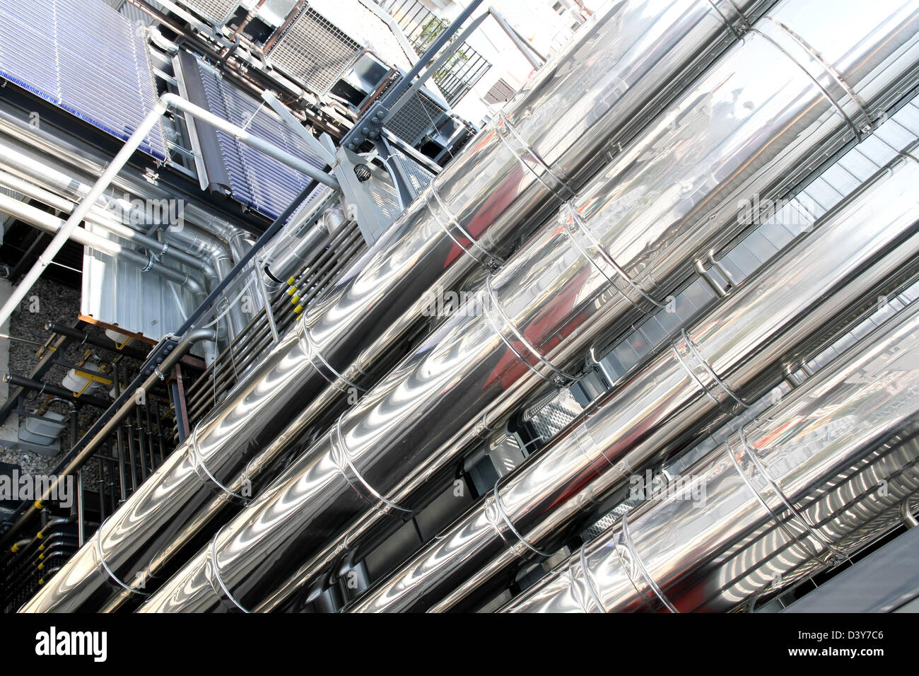 Some industrial metal pipes of a ventilation system Stock Photo - Alamy