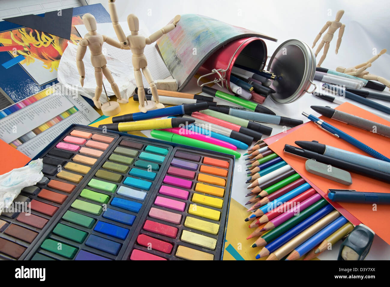 Mess of various objects of artistic design Stock Photo - Alamy