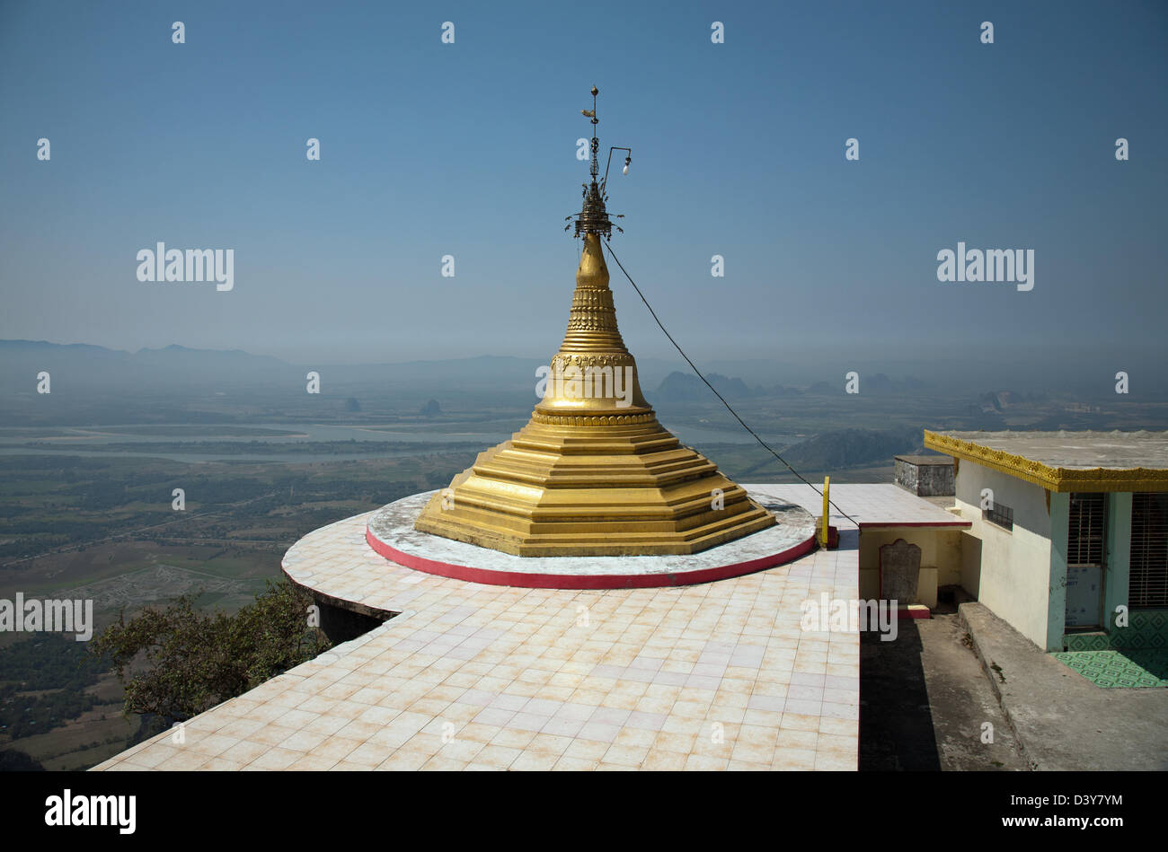 The small monastery on top of Mount Zwegabin, Hpa-An, Burma Stock Photo ...