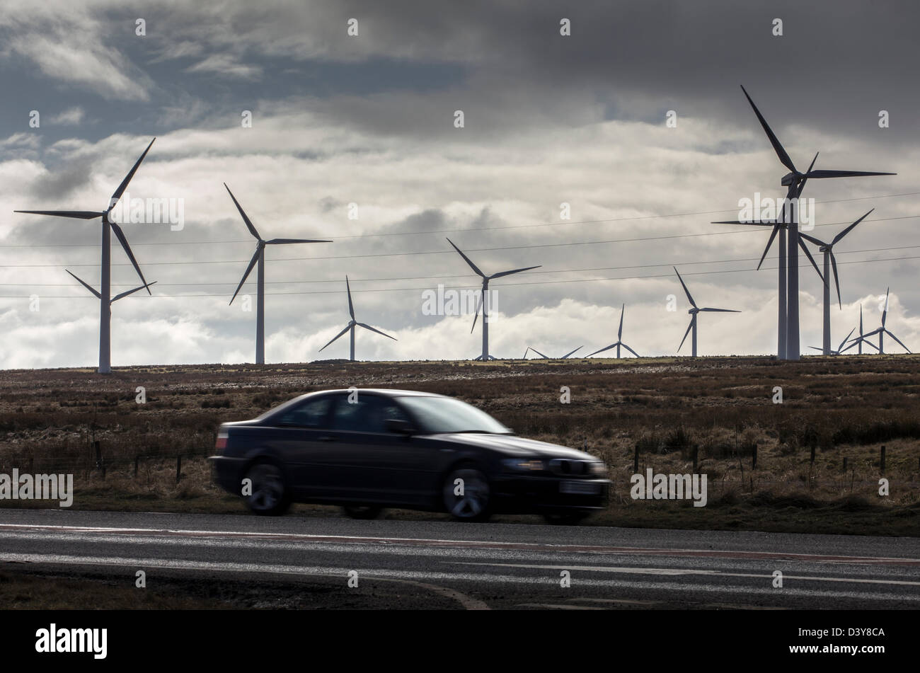 Turbines on the Dun Law Wind Farm in the Scottish Borders near Soutra ...
